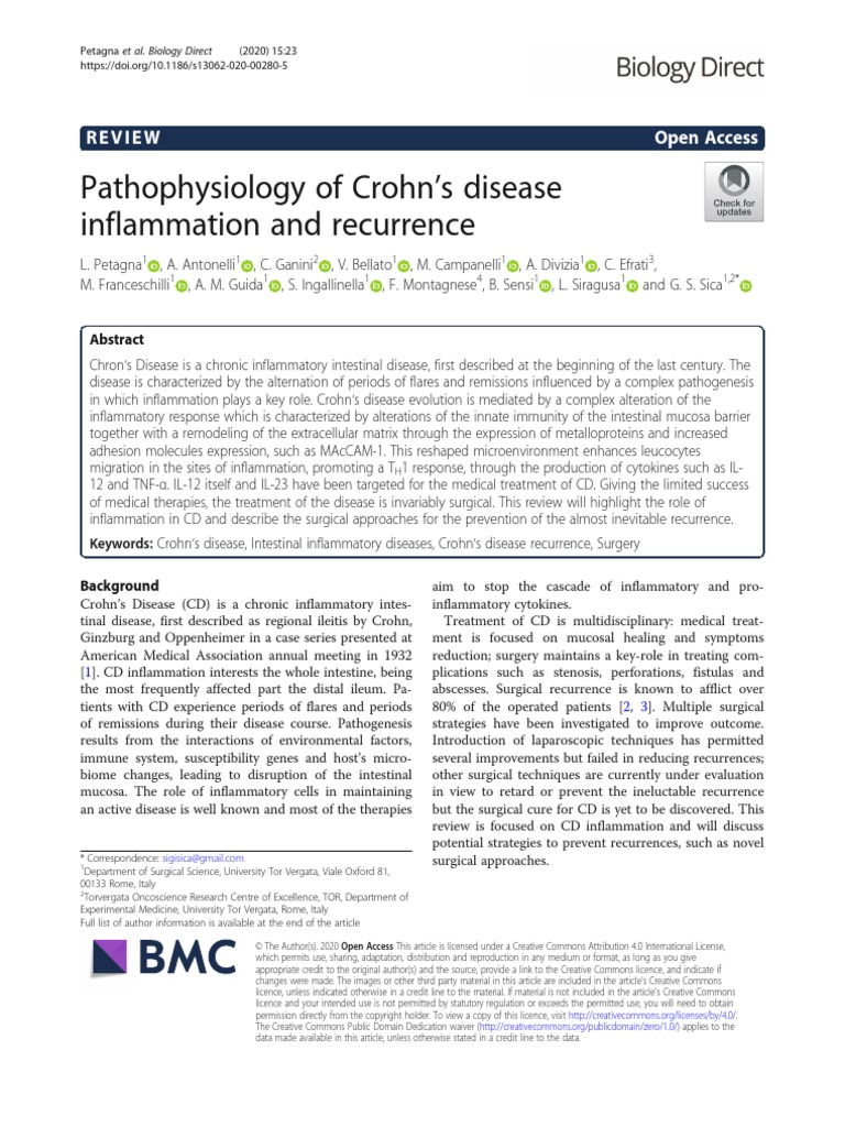 Pathophysiology of Crohn 'S Disease Inflammation and Recurrence | PDF ...