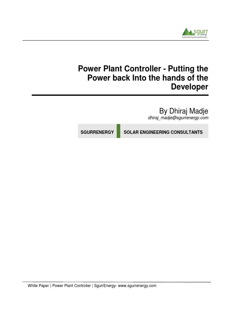 Power Plant Controller-Putting The Power Back Into The Hands of The ...