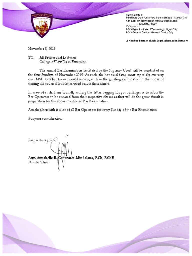 Bar Ops Letter | PDF