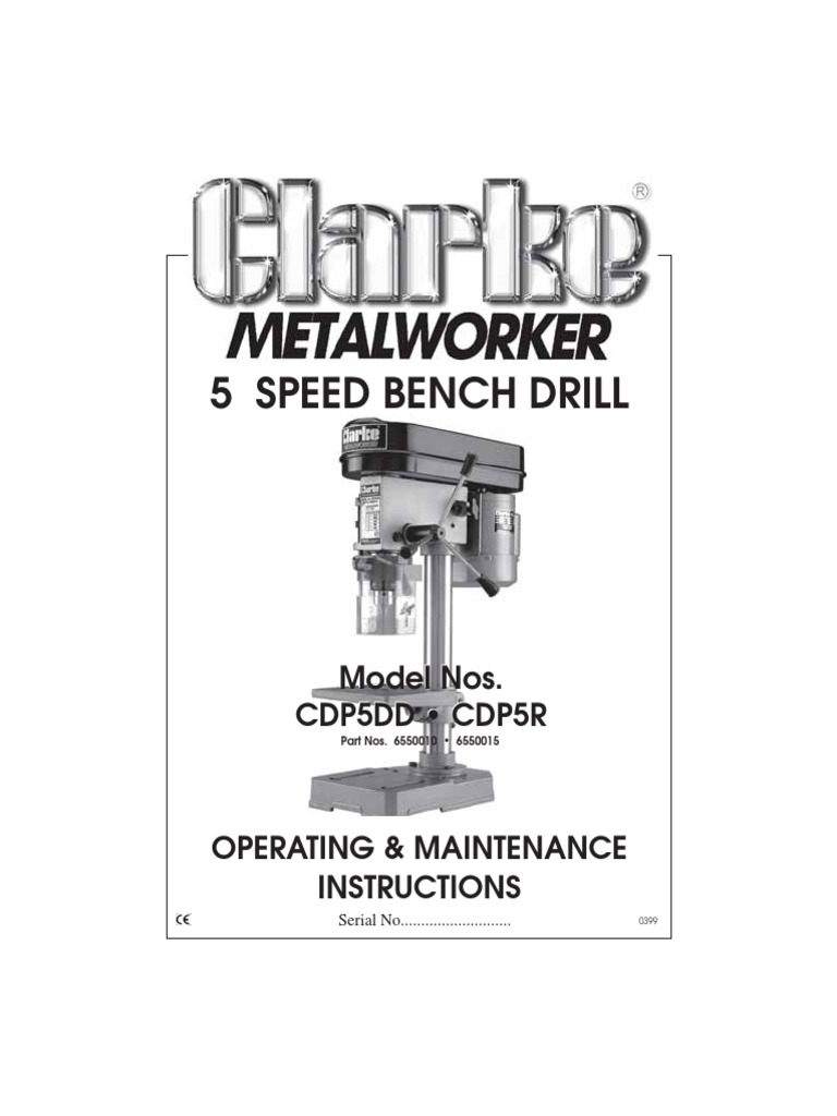 Clarke CDP5DD Drill Press Manual | PDF | Drill | Screw
