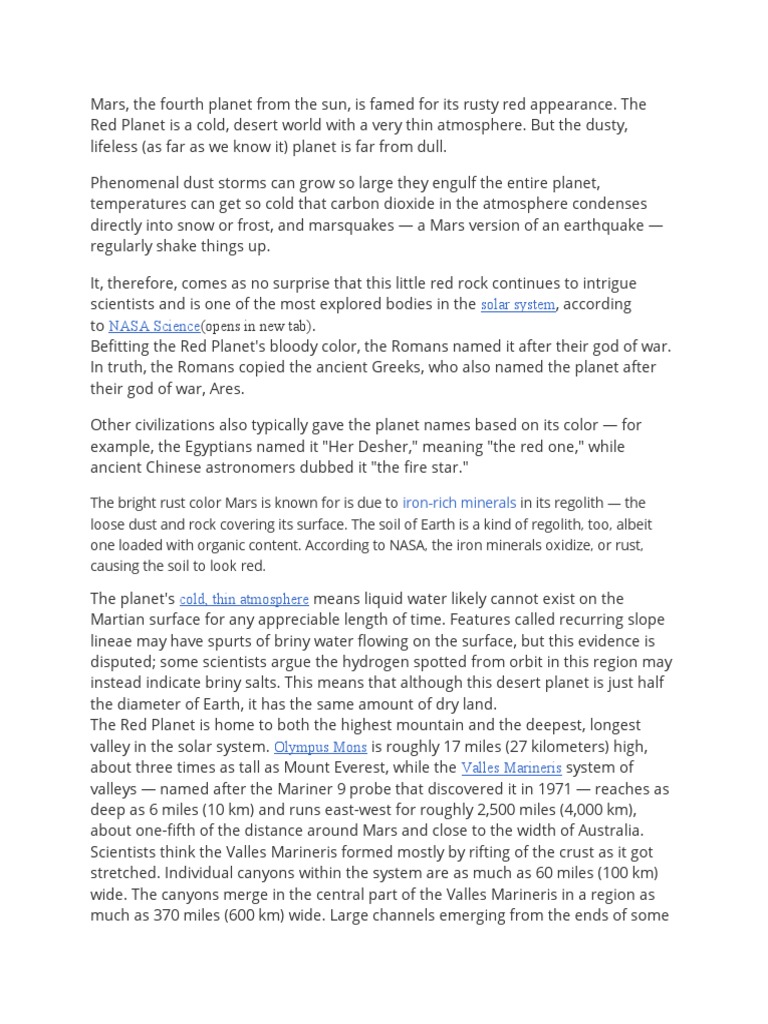 Mars | PDF | Mars | Planets