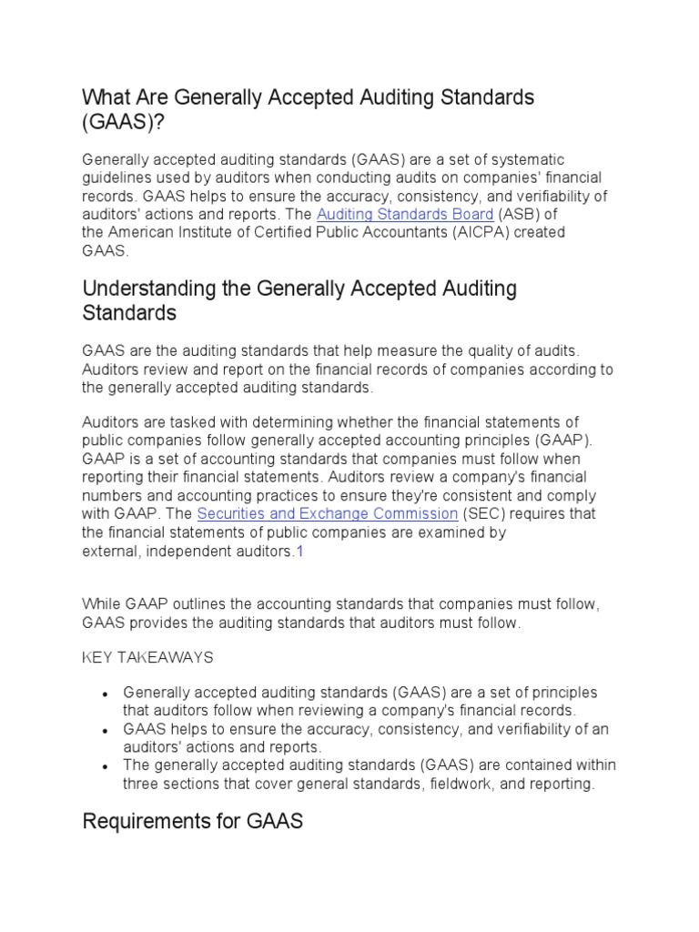 Requirement For GAAS | PDF | Financial Audit | Auditor's Report