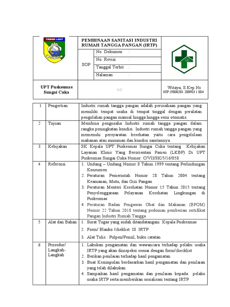 Sop Pembinaan Irtp | PDF