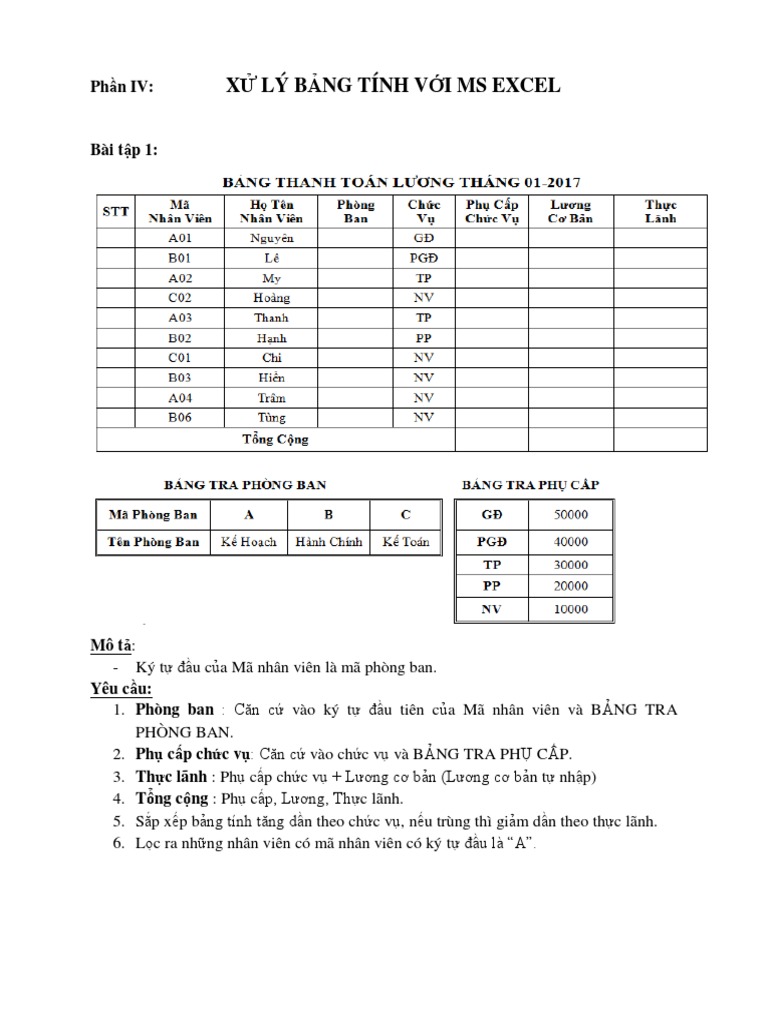 BAITAP_EXCEL_082021 | PDF