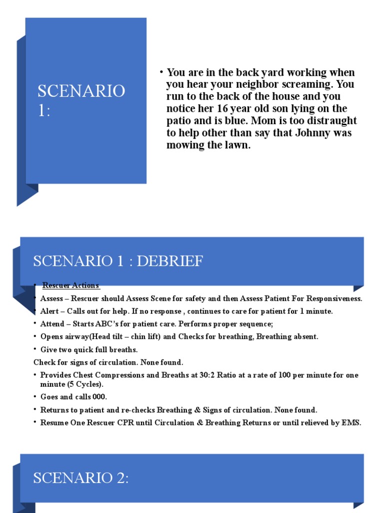 Scenarios For Revision | PDF | Cardiopulmonary Resuscitation | Medical ...