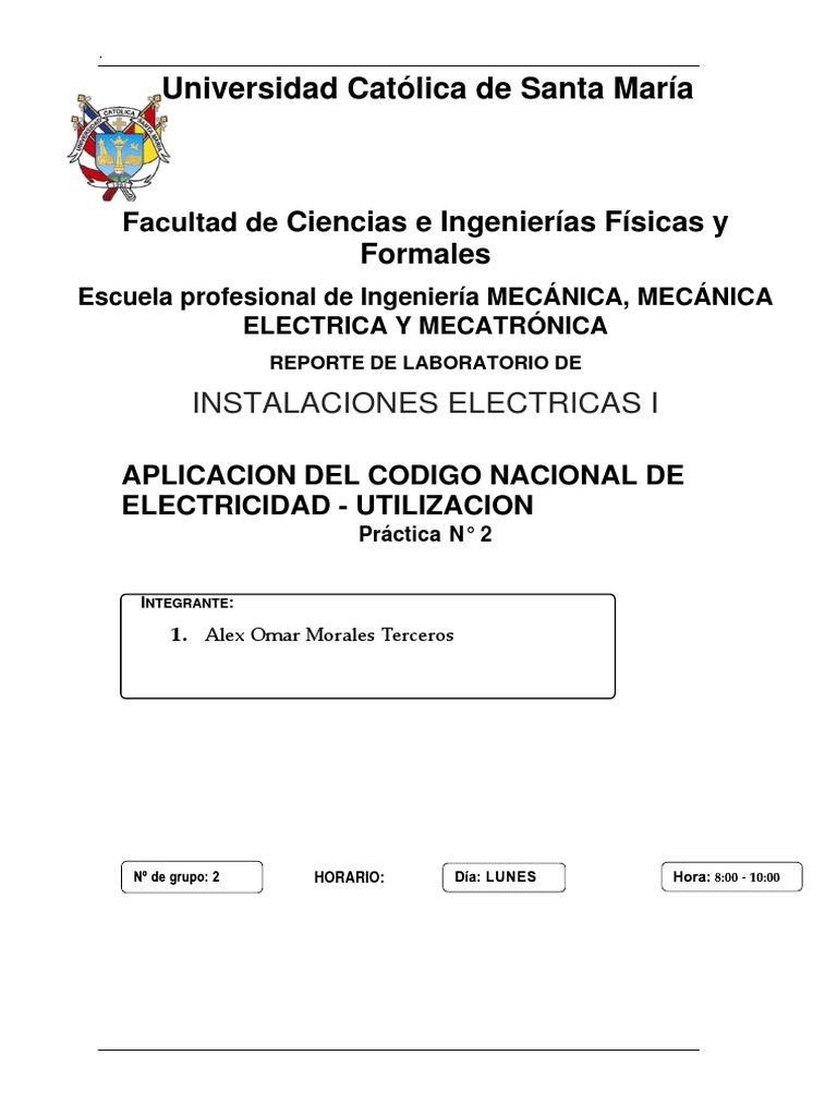 Guia de Prac 2 Inst Electricas 1 Aplicacion Del Codigo Nacional de Electricidad - Utilizacion ...