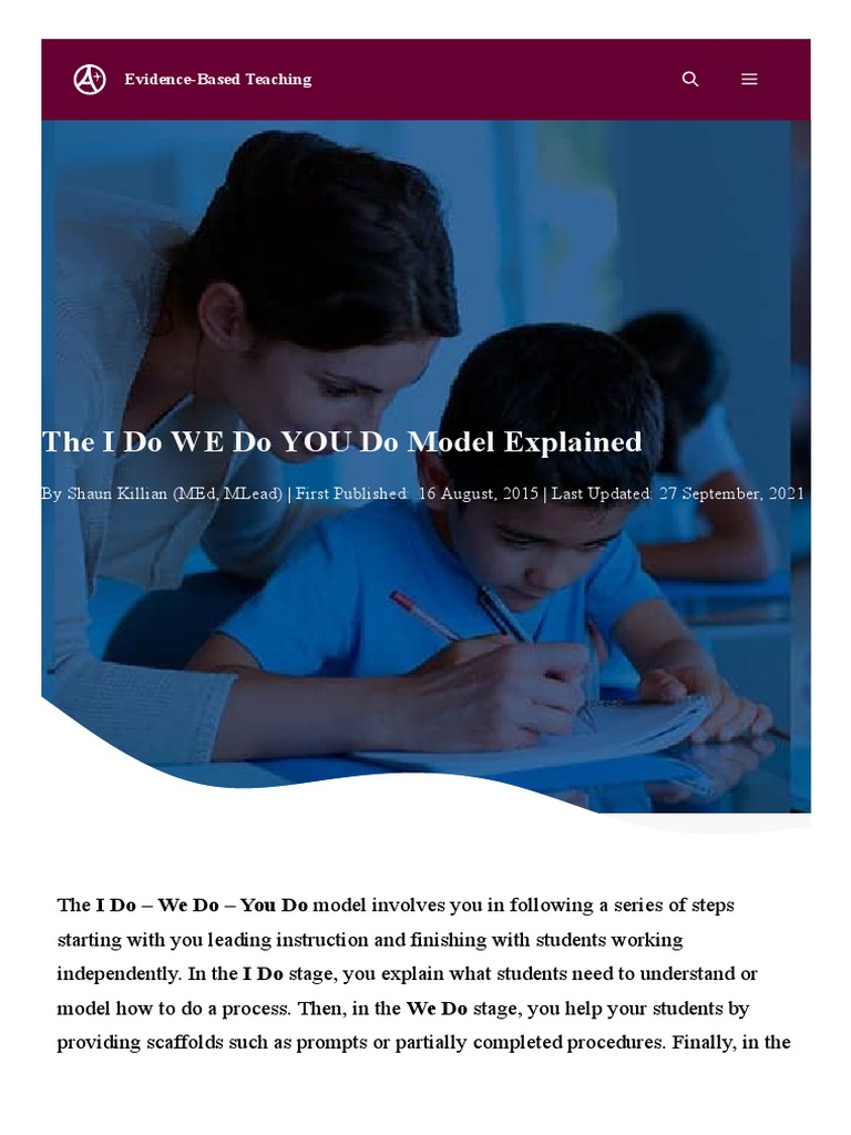 The I Do We Do You Do Model Explained Evidence Based Teaching Pdf