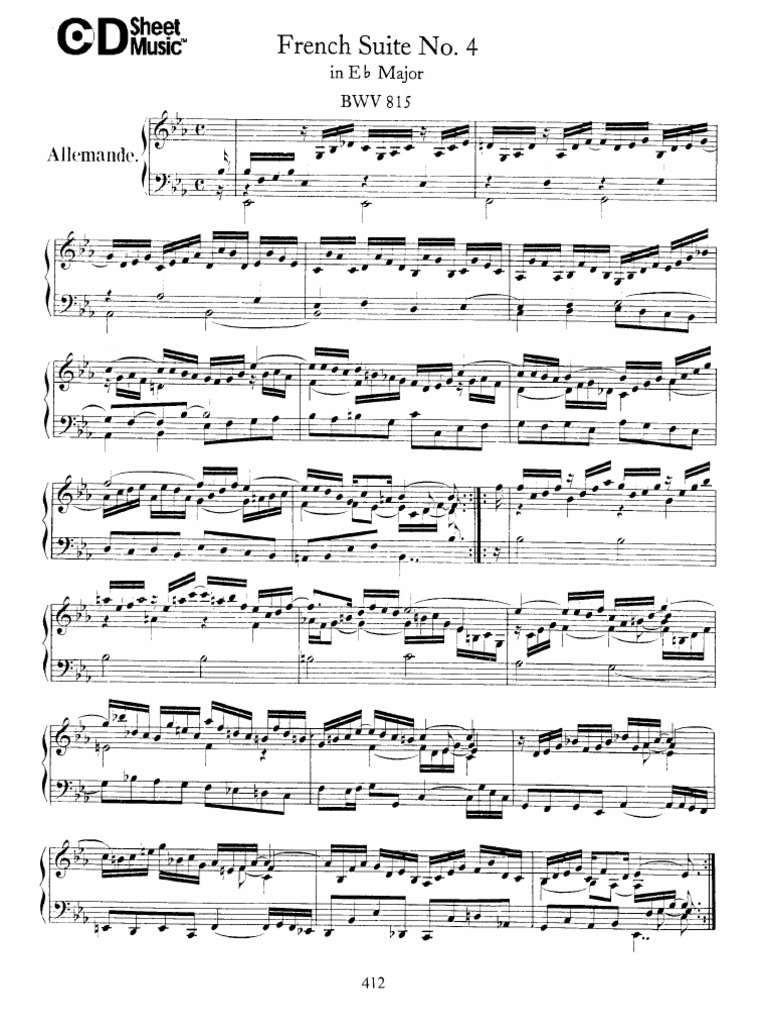 Bah Iogann Sebastyan - BWV 815 - Frantsuzskaya Suita 4 Mi-Bemol Mazhor | PDF