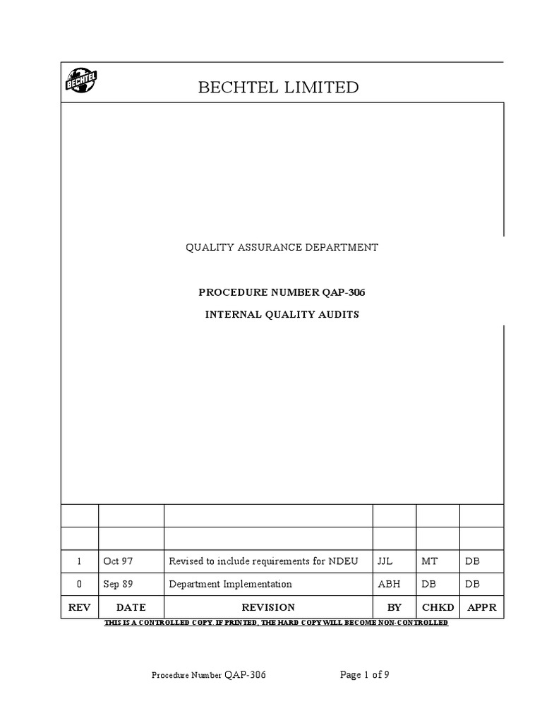 306-1 - Internal Quality Audits | PDF | Auditor's Report | Audit