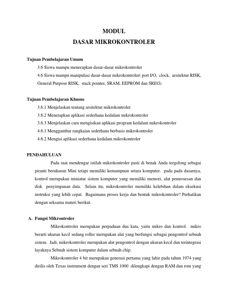 1.2 Bahan Ajar Dasar-Dasar Mikrokontroller | PDF