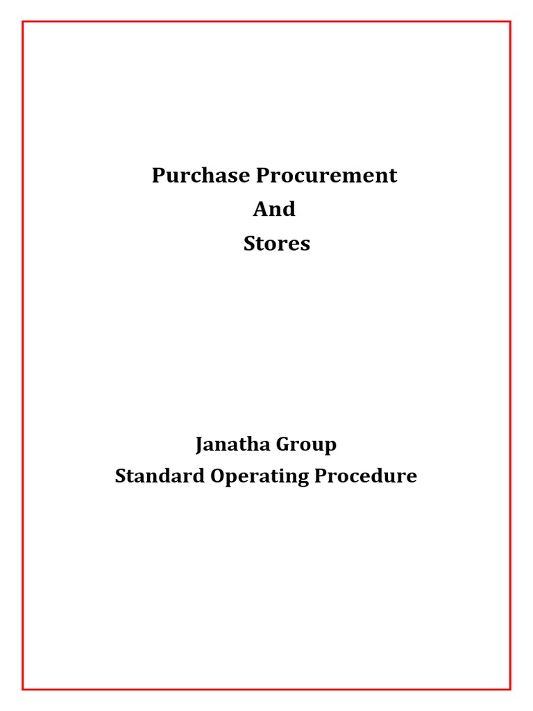Purchase and Stores SOP | PDF | Supply Chain | Packaging And Labeling