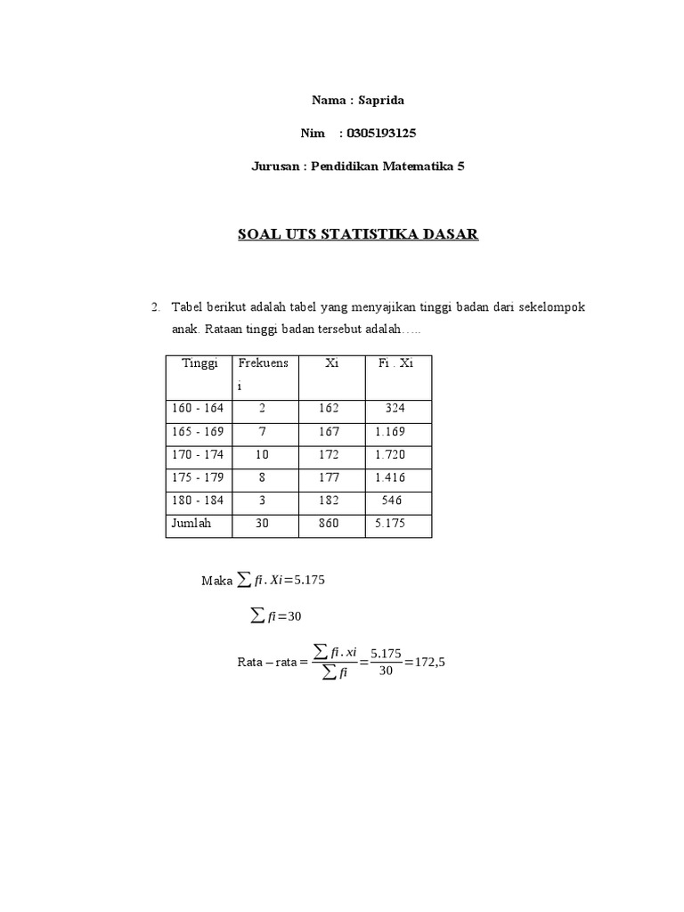 Uts Statistika Dasar | PDF