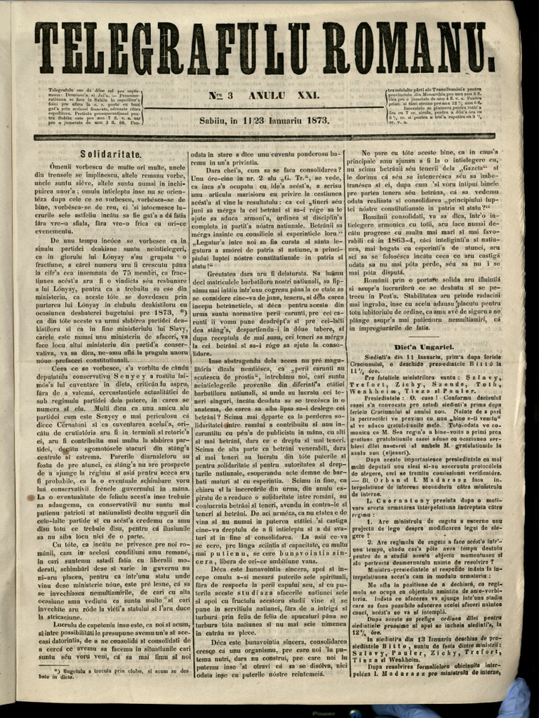 Telegraful Roman - 1873 - Nr-3 | PDF