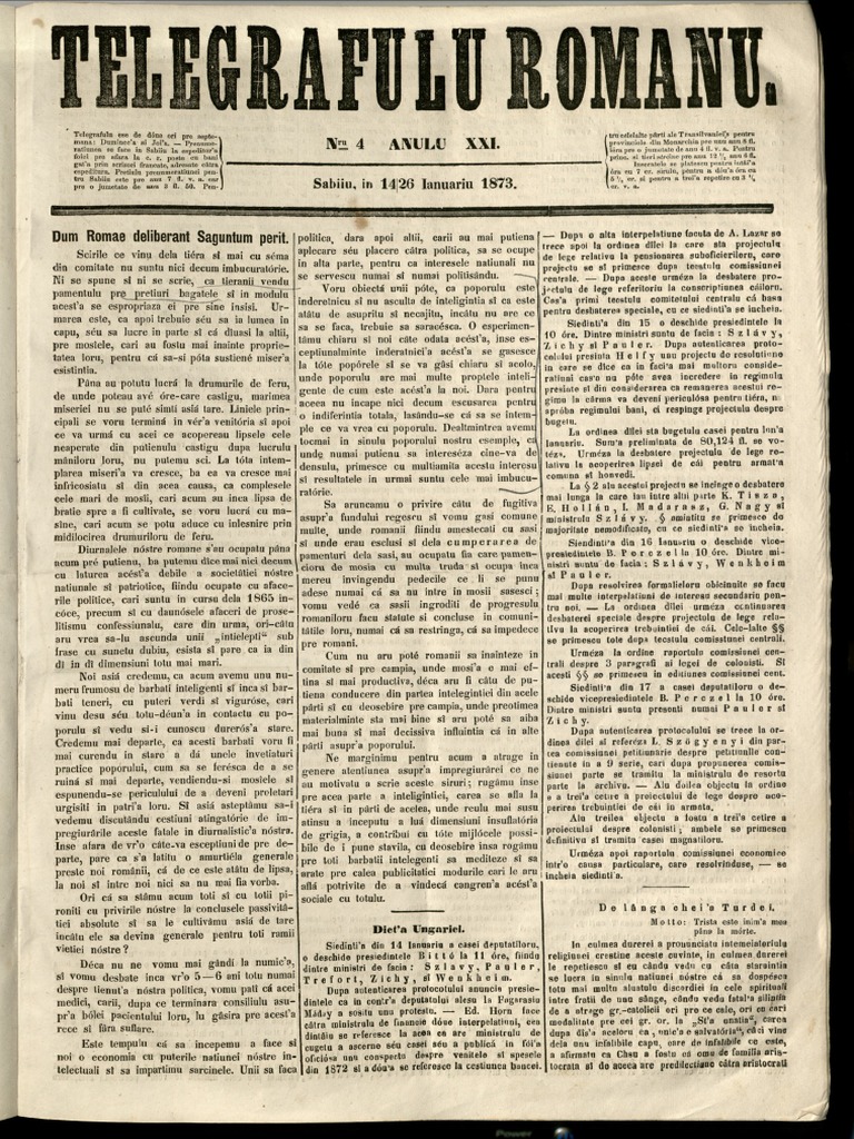 Telegraful Roman - 1873 - Nr-4 | PDF