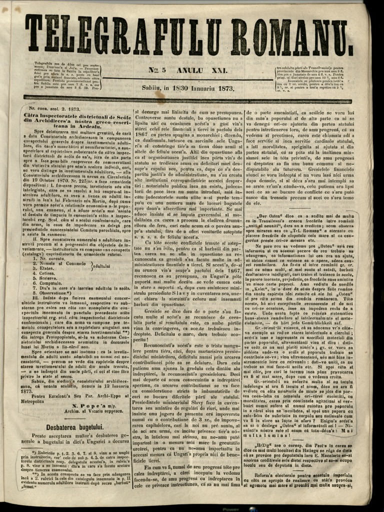 Telegraful Roman - 1873 - Nr-5 | PDF