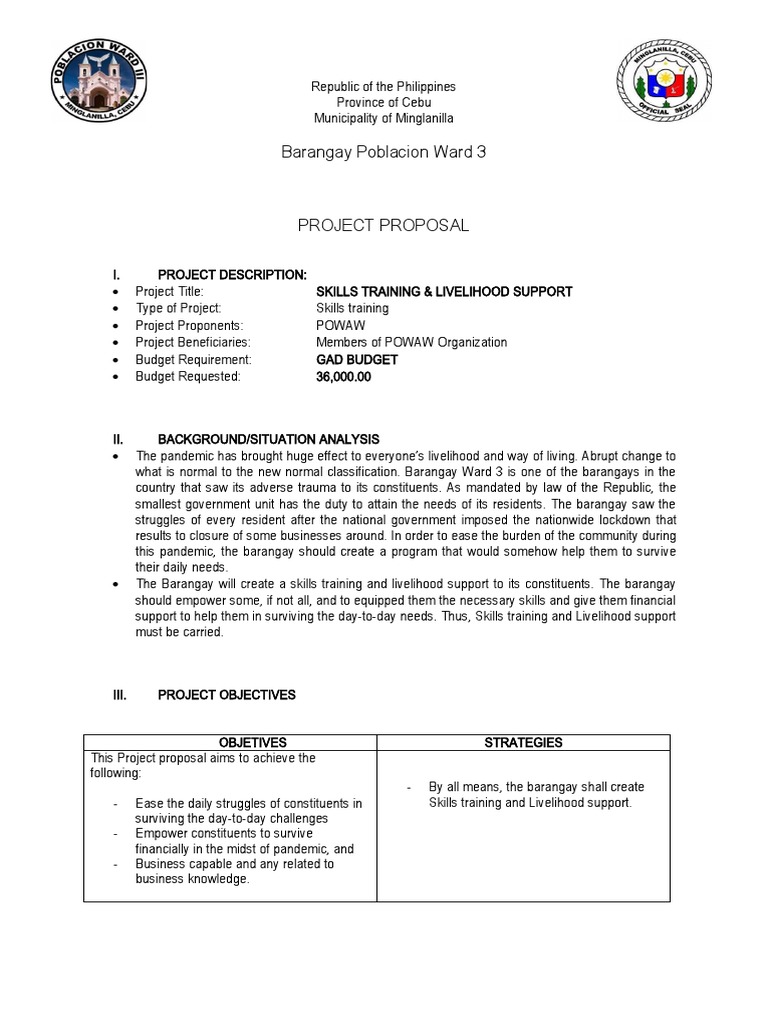 Proposal On LIVELIHOOD TRAINING | PDF