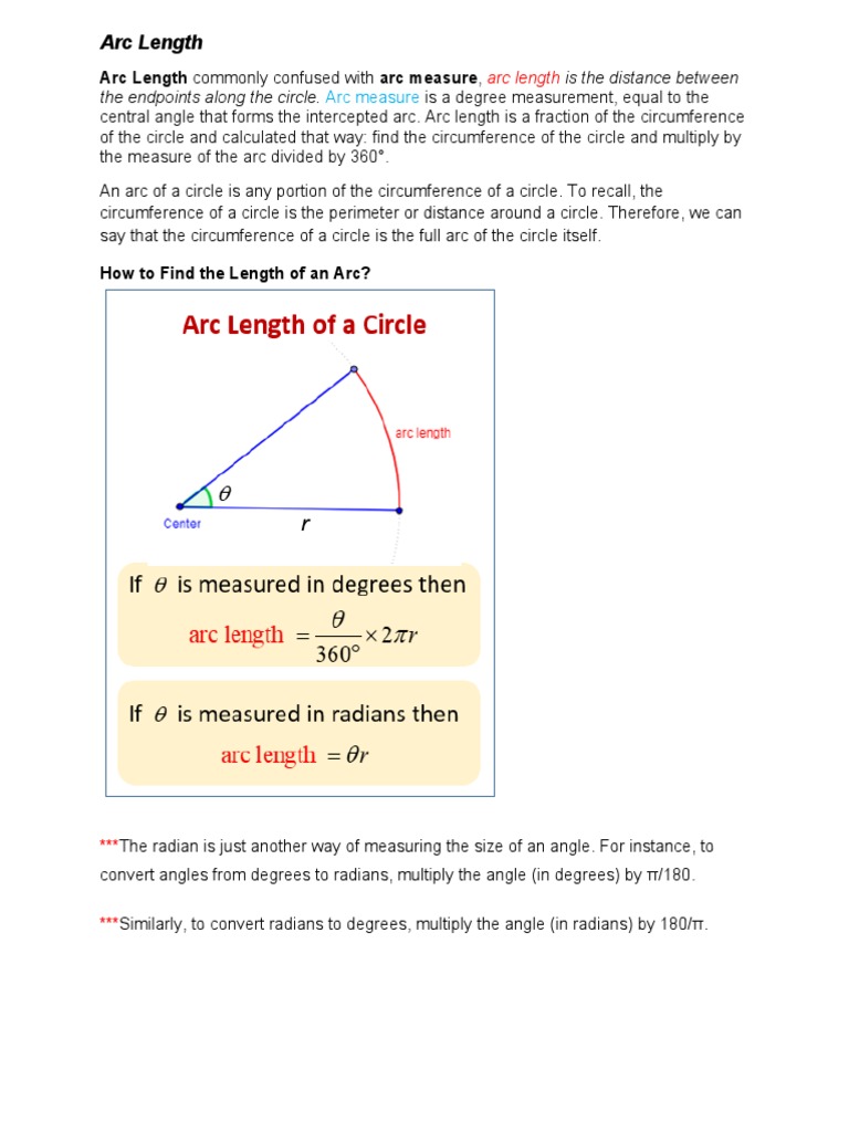 Arc Length | PDF | Angle | Circle