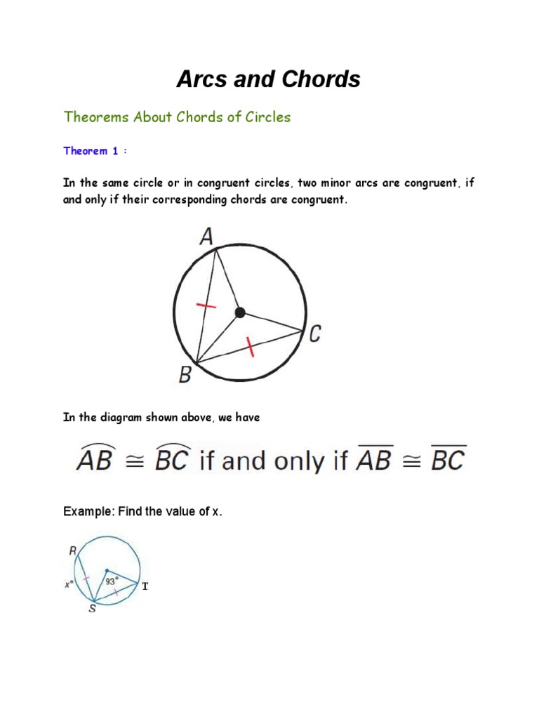 Arcs and Chords | PDF