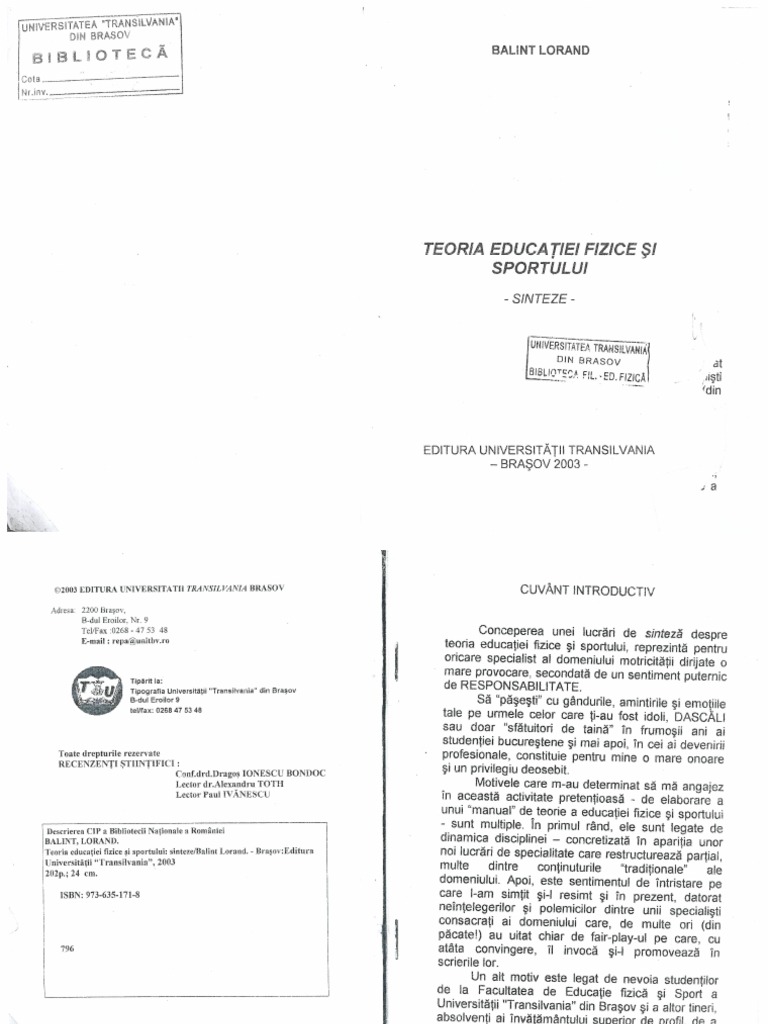 Teoria Educatiei Fizice Si Sportului | PDF