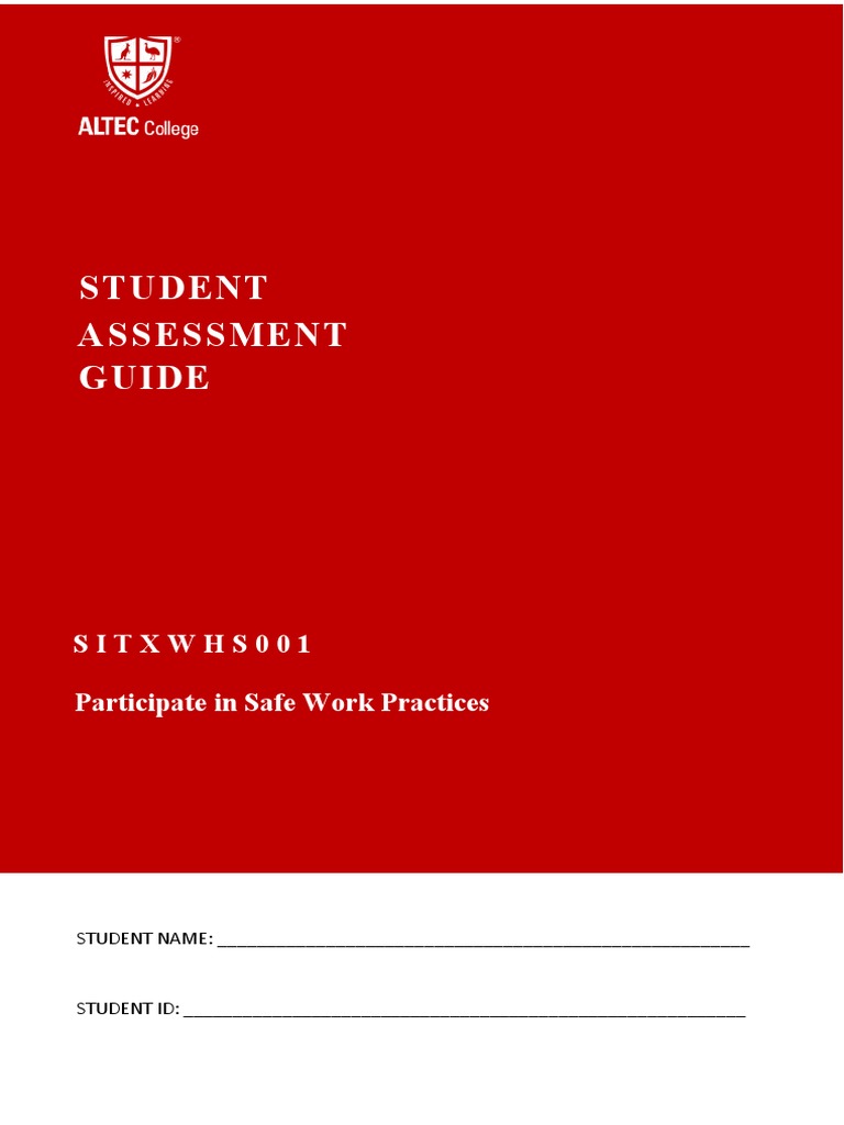 SITXWHS001 Safe Work Practices Guide | PDF | Occupational Safety And ...