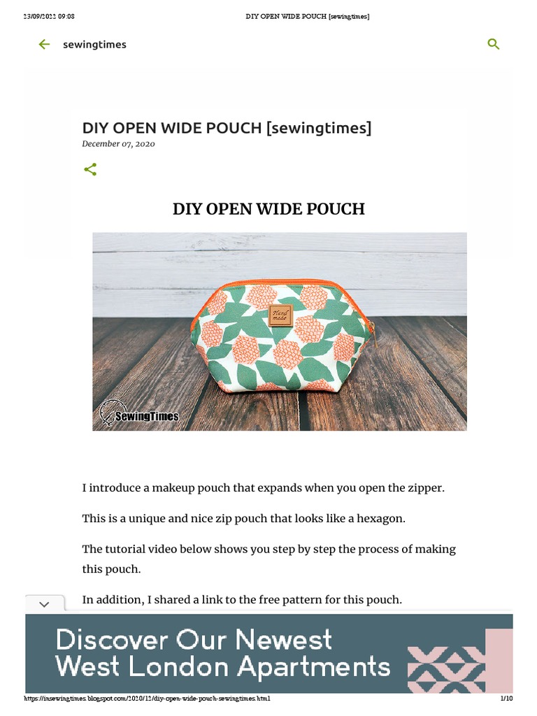 Diy Open Wide Pouch (Sewingtimes) | PDF | Consumer Goods