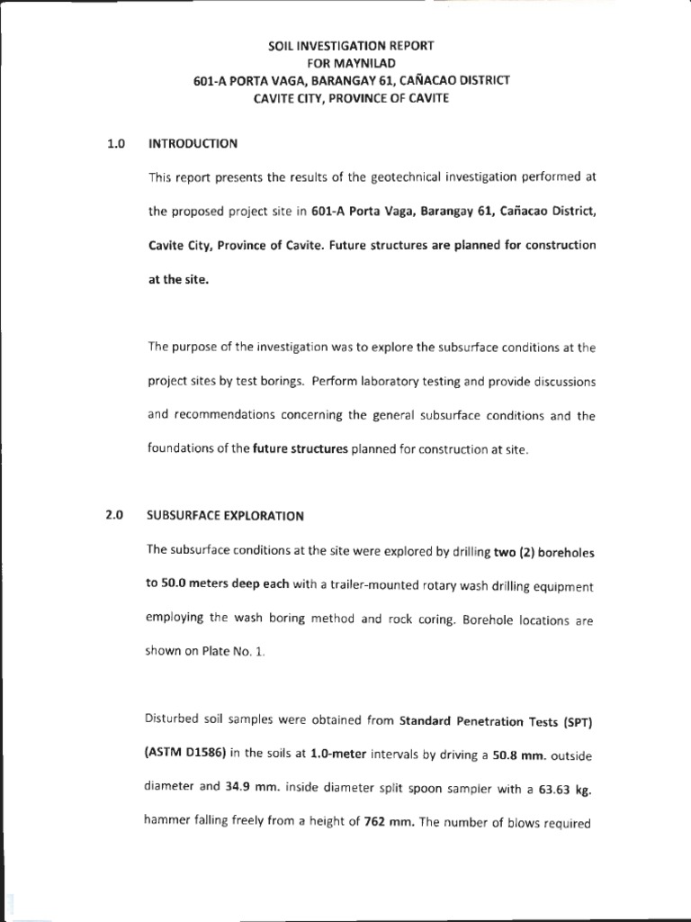 Soil Investigation Report 1 | Download Free PDF | Natural Materials ...