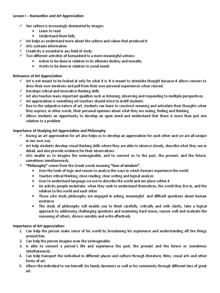 Importance of Art in Humanities Education | PDF | Art History | The Arts