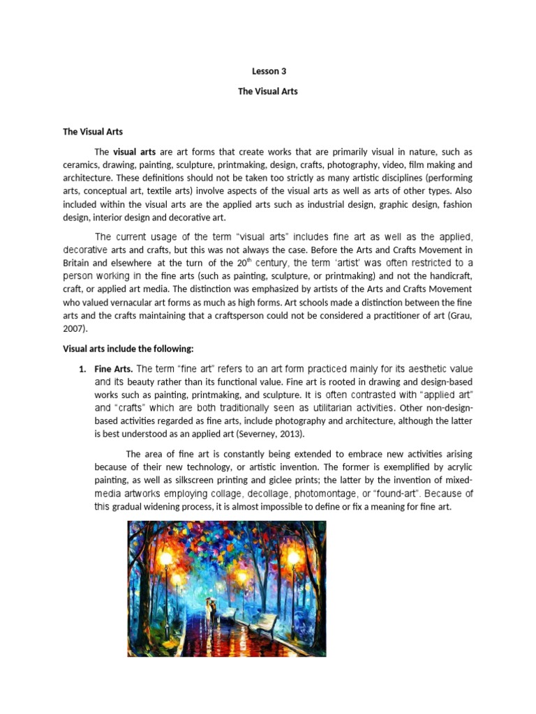 Lesson 3 The Visual Arts | PDF | The Arts | Fine Art
