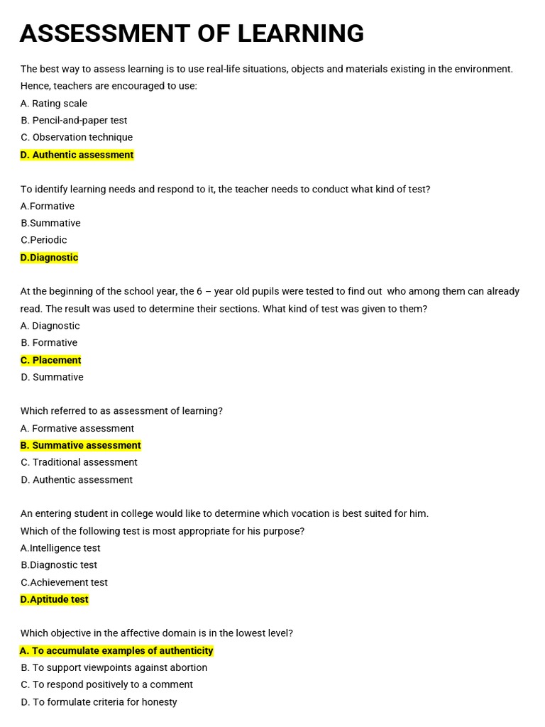 Assessment of Learning | PDF | Educational Assessment | Rubric (Academic)