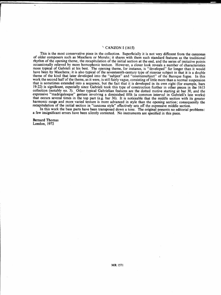 Canzon Prima Thommas Gabrieli | PDF