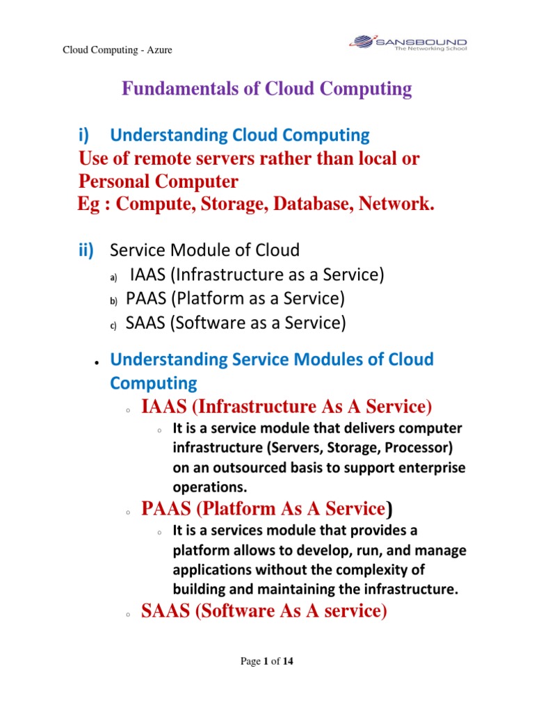 Fundamentals of Cloud Computing | PDF