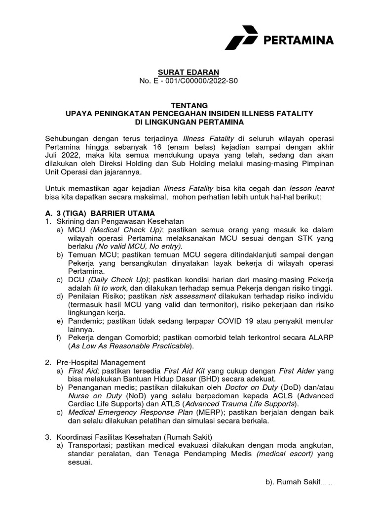 E-001-C00000-2022-S0 Edaran Upaya Peningkatan Pencegahan Insiden Illness Fatality Di Lingkungan ...
