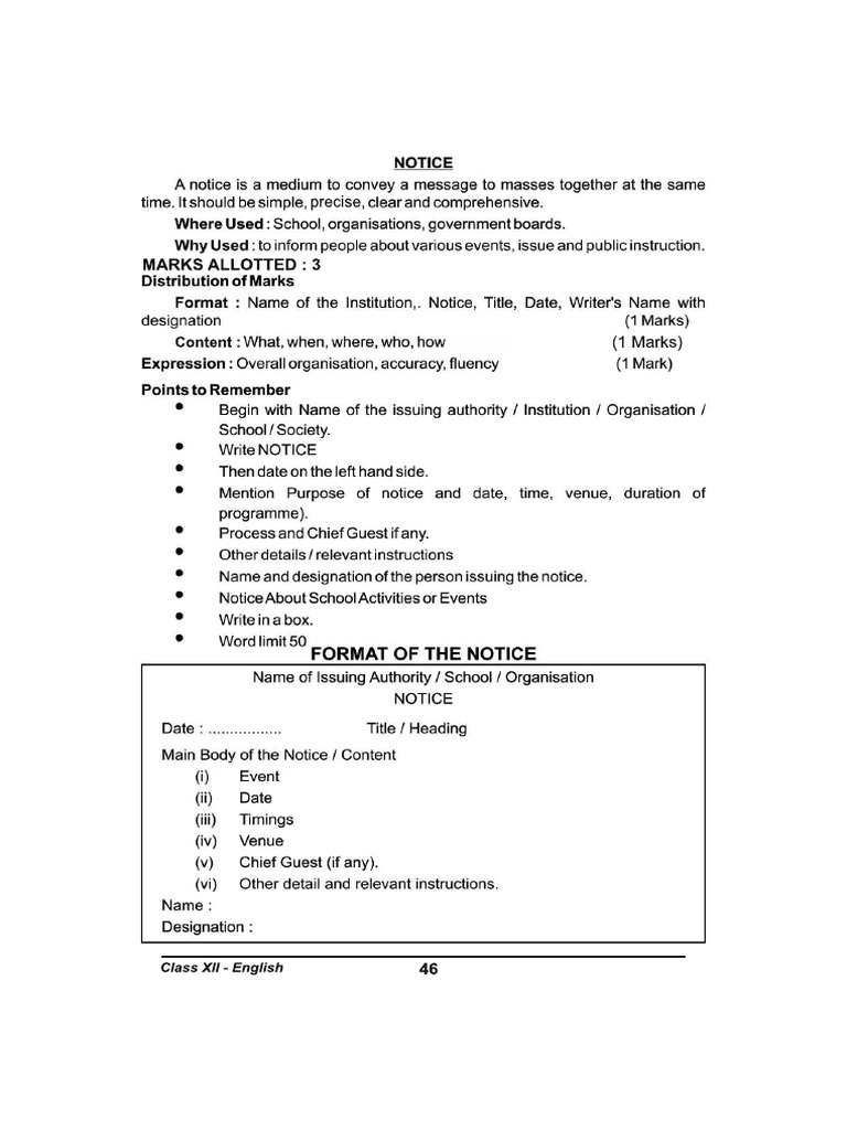 Notice Format and Examples | PDF