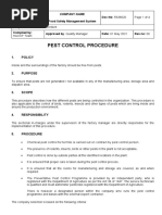 Standard Operating Procedure For Pest Control | PDF | Pest Control ...