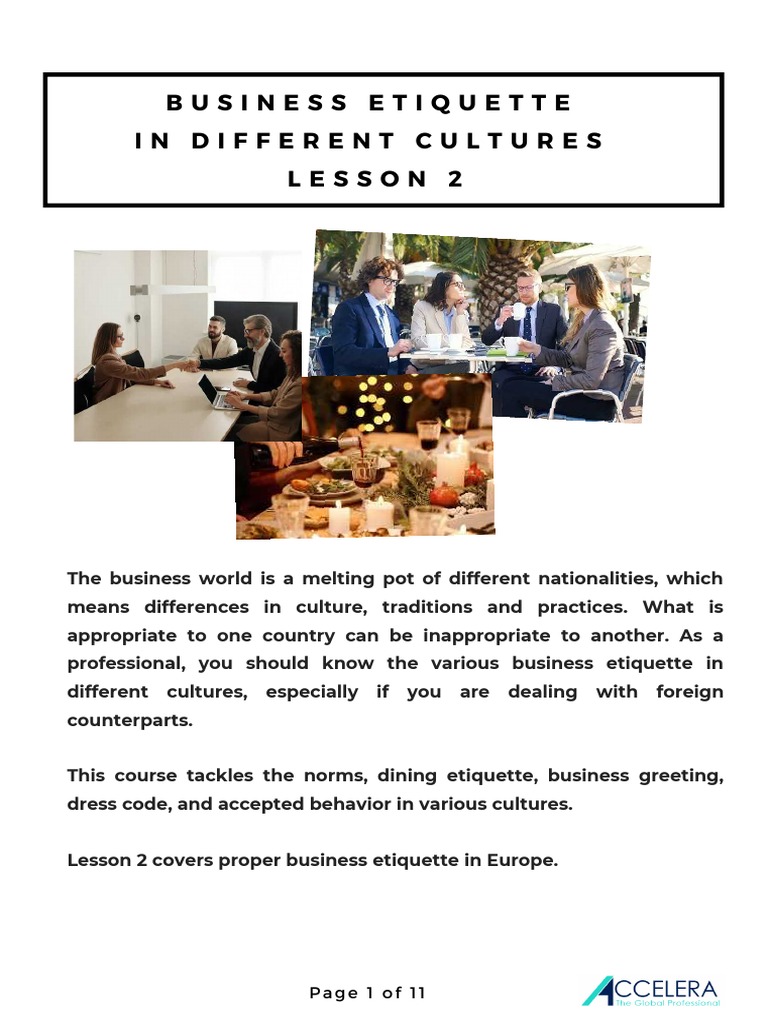 Business Etiquette of Different Cultures | PDF | Etiquette | Human ...