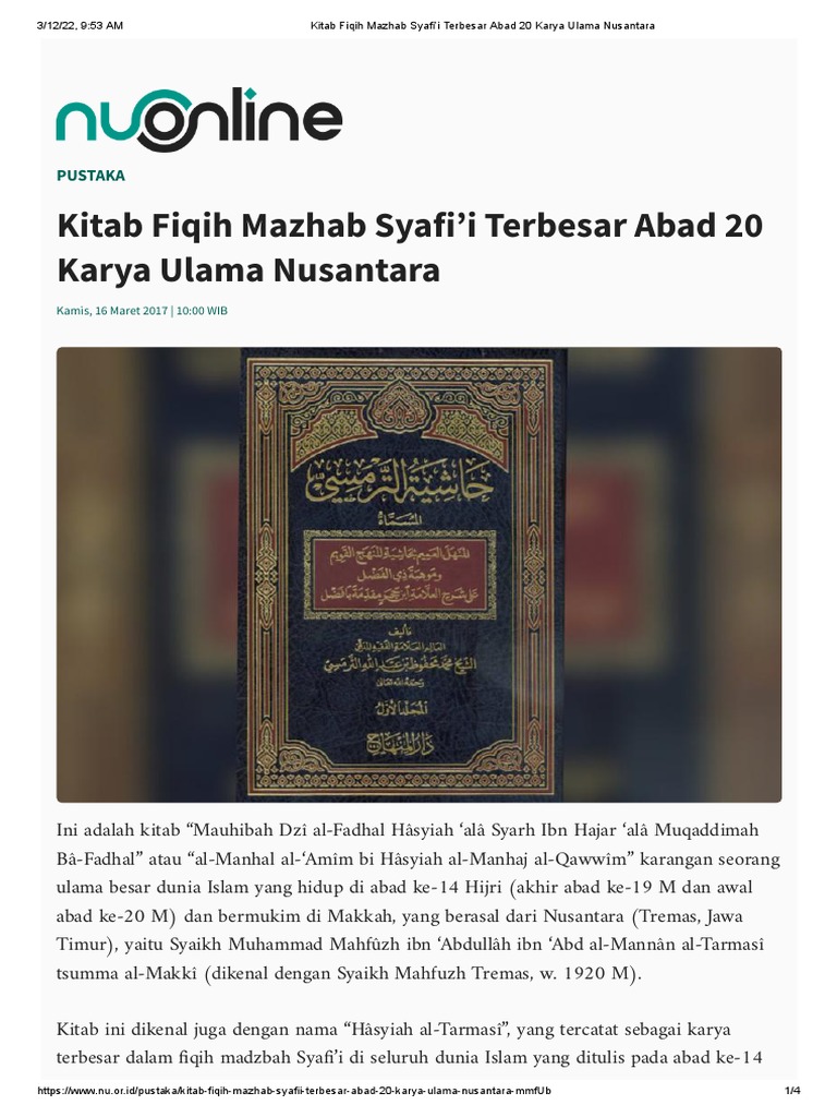 Kitab Fiqih Khasyah At-Tremas Mazhab Syafi'i Terbesar Abad 20 Karya ... Kitab Fiqih Khasyah At-Tremas Mazhab Syafi'i Terbesar Abad 20 Karya ...
