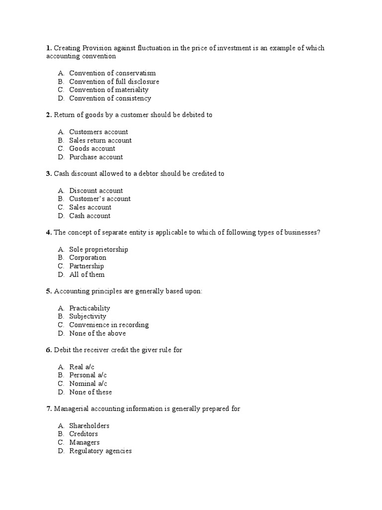 Accounting MCQ-1 | PDF