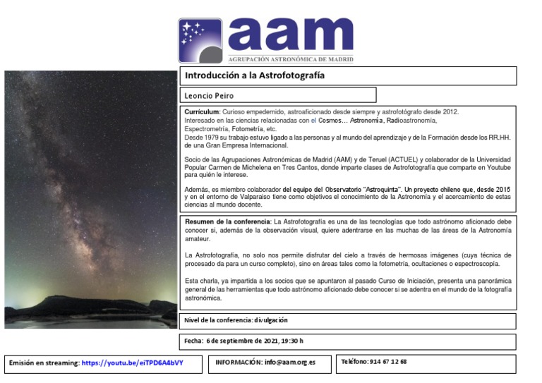Introducción Astrofotografia | PDF | Astronomía | Aprendizaje