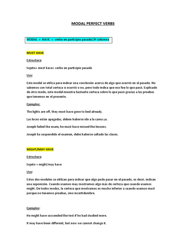 Modal Perfect Verbs Theory | PDF | Artes del lenguaje y disciplina
