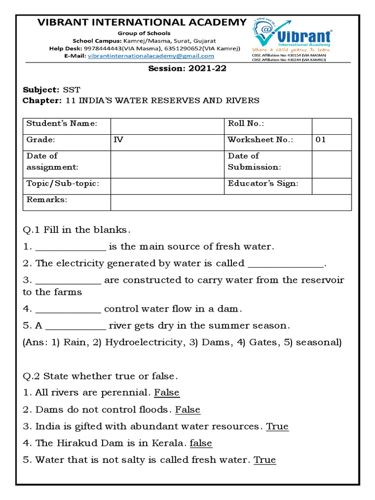 4th SST ch-11 W.S 01 | PDF | Water | Dam