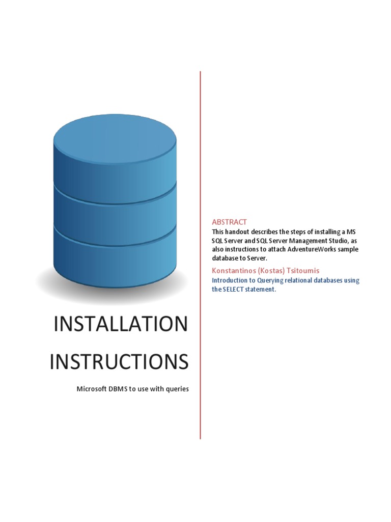 Querying Using SELECT - Installation Instructions | PDF | Microsoft Sql ... Querying Using SELECT - Installation Instructions | PDF | Microsoft Sql ...