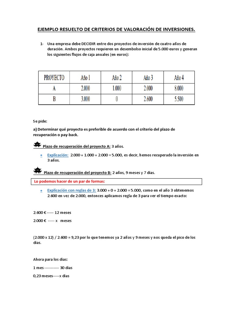 Ejercicio de Van, Payback, Payback Dinámico y TIR | PDF | Ecuaciones | Matemática Elemental