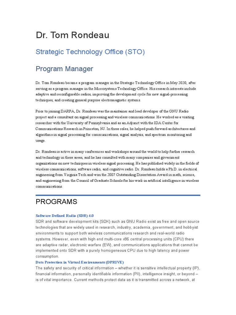 Dr. Tom Rondeau | PDF | Software Defined Radio | Encryption