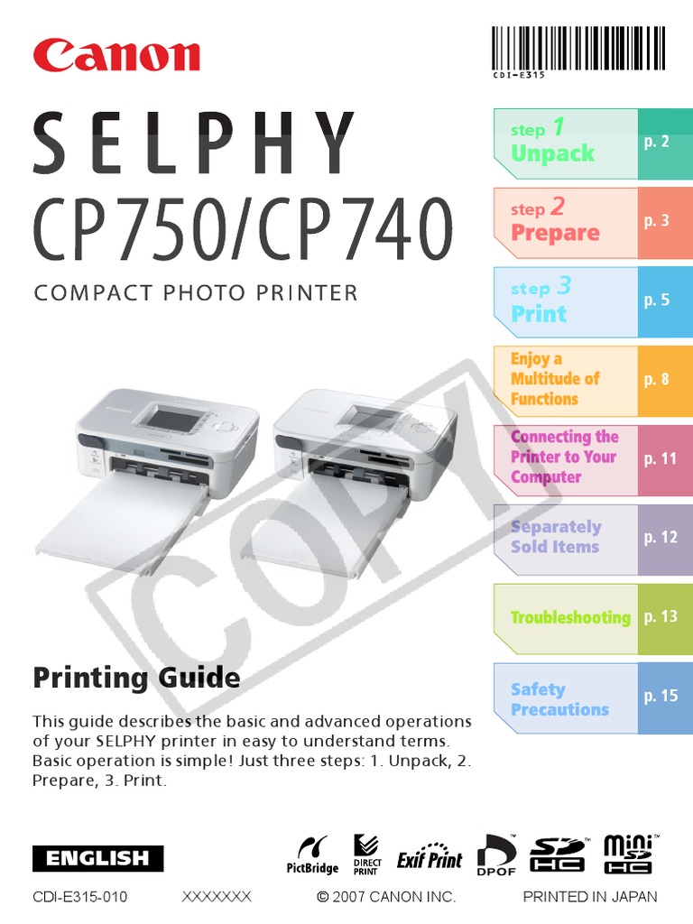 Selphy750 740pg-En | Download Free PDF | Printer (Computing) | Computer Engineering