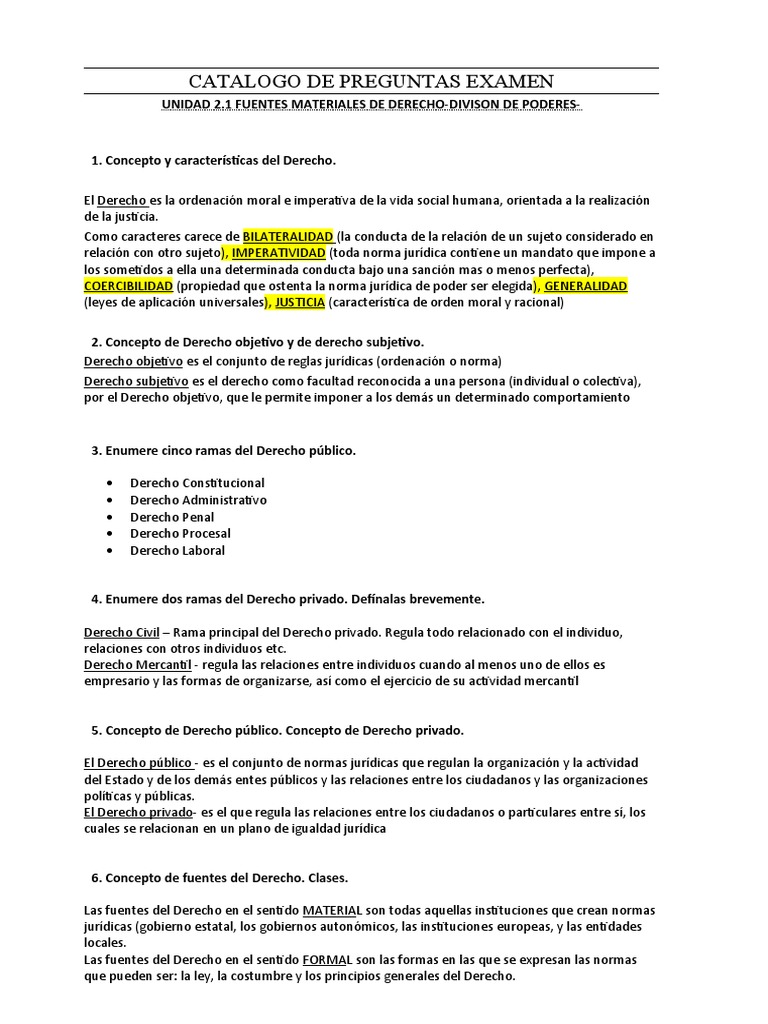Catálogo de Preguntas para El Primer Examen | PDF | Gobierno de españa ...