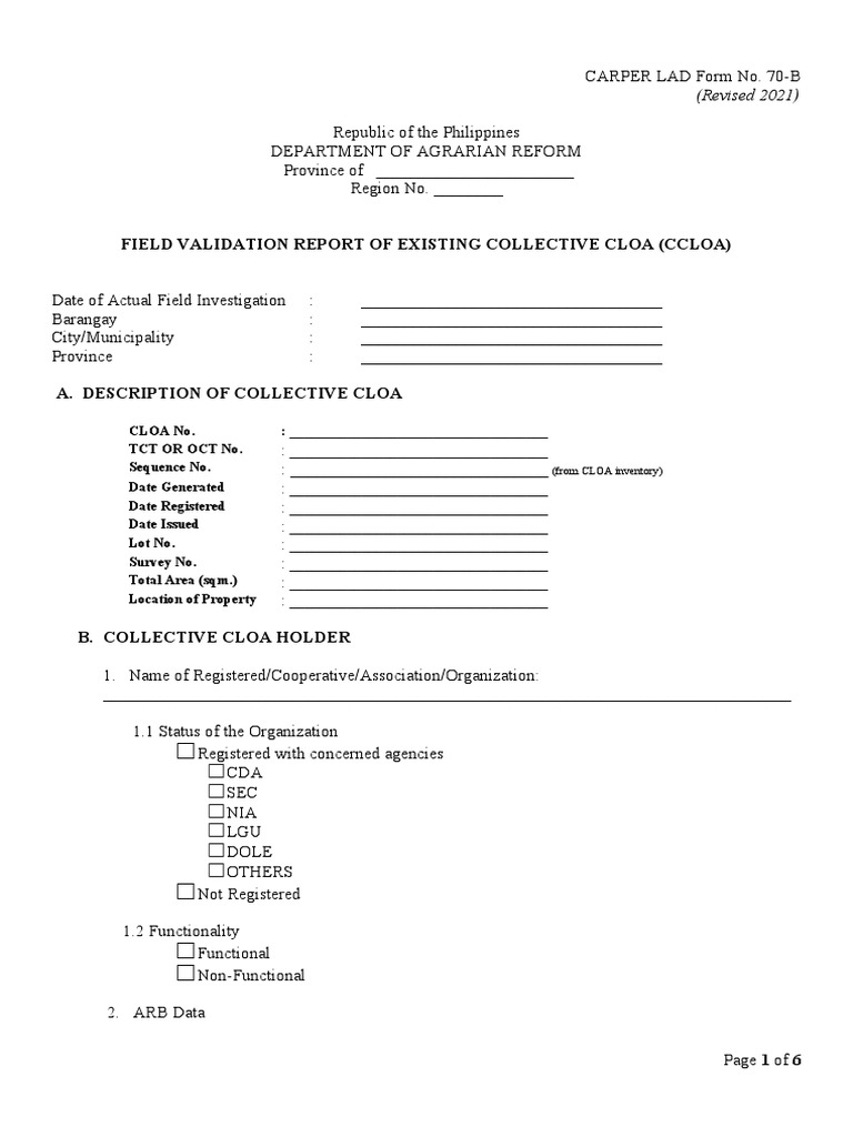 Field Validation Report for CCLOA | PDF | Agriculture