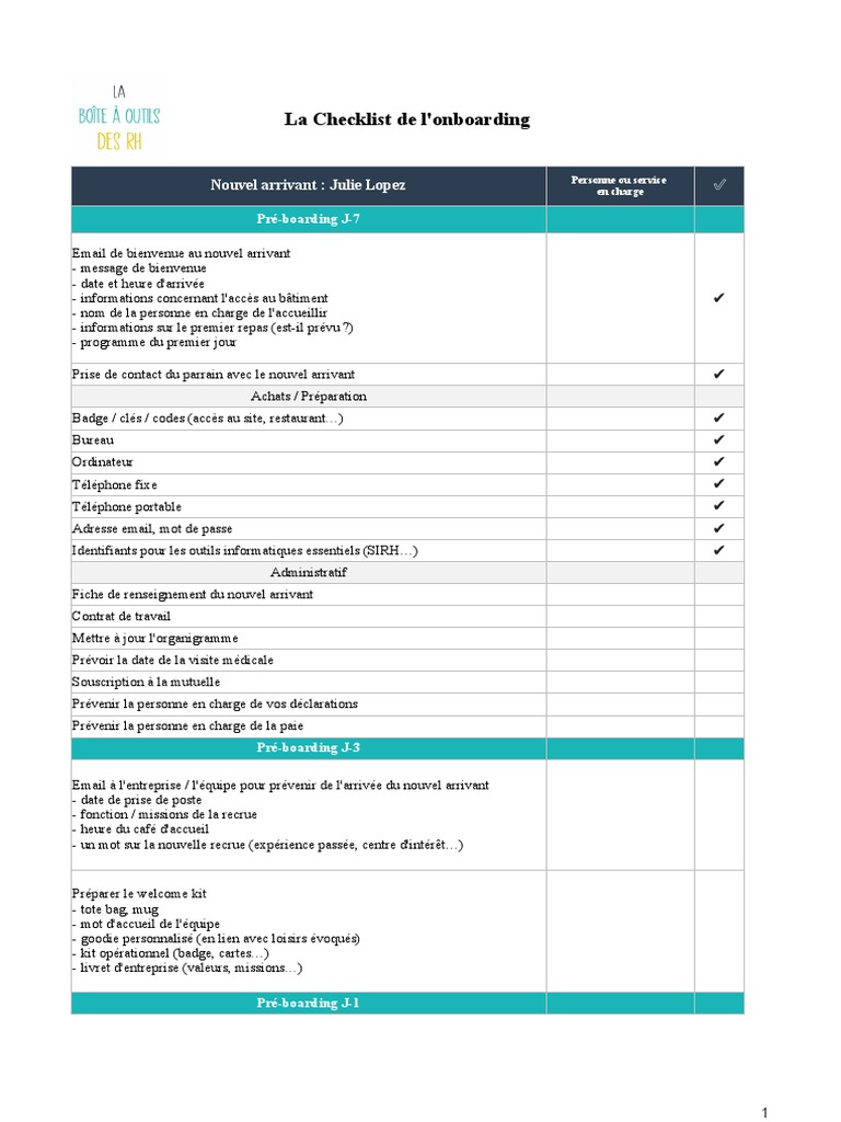 Checklist d'Onboarding pour Nouveaux Arrivants | PDF | Informatique