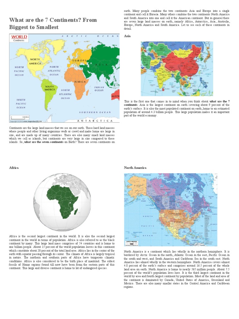 Overview of the Seven Continents | PDF | Europe | Continent