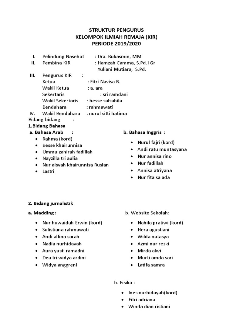 Struktur KIR 2022 | PDF