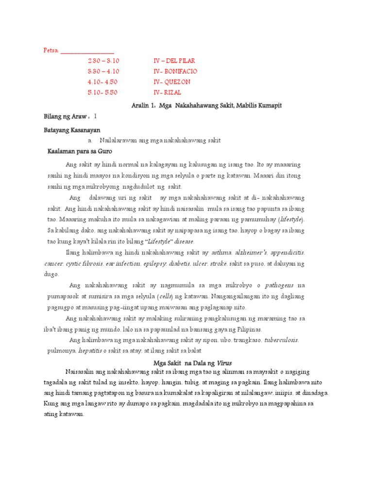 Health Yunit 2 (Aralin 1-4) | PDF